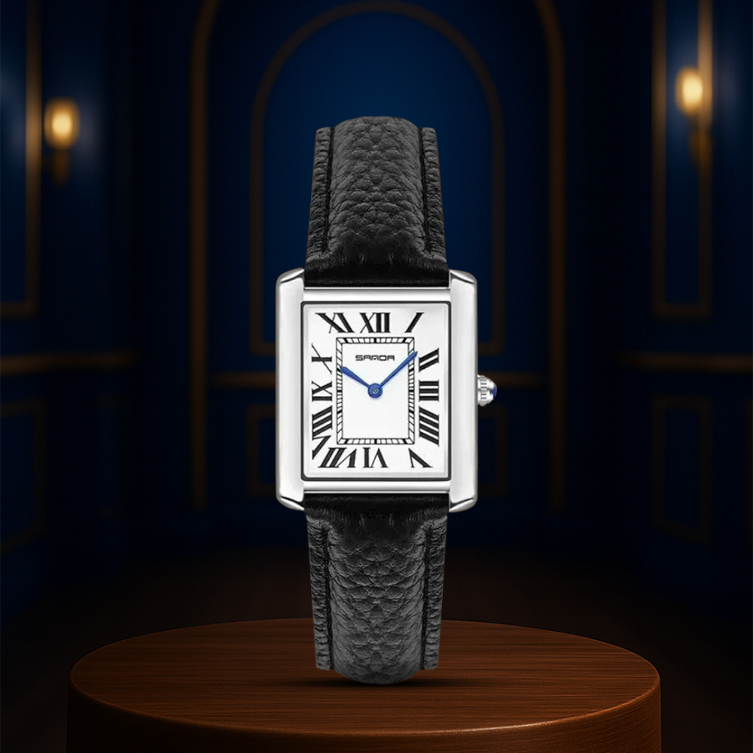 Matthew | Rectangular Men’s Watch with Silver-Tone Case – AnaMade